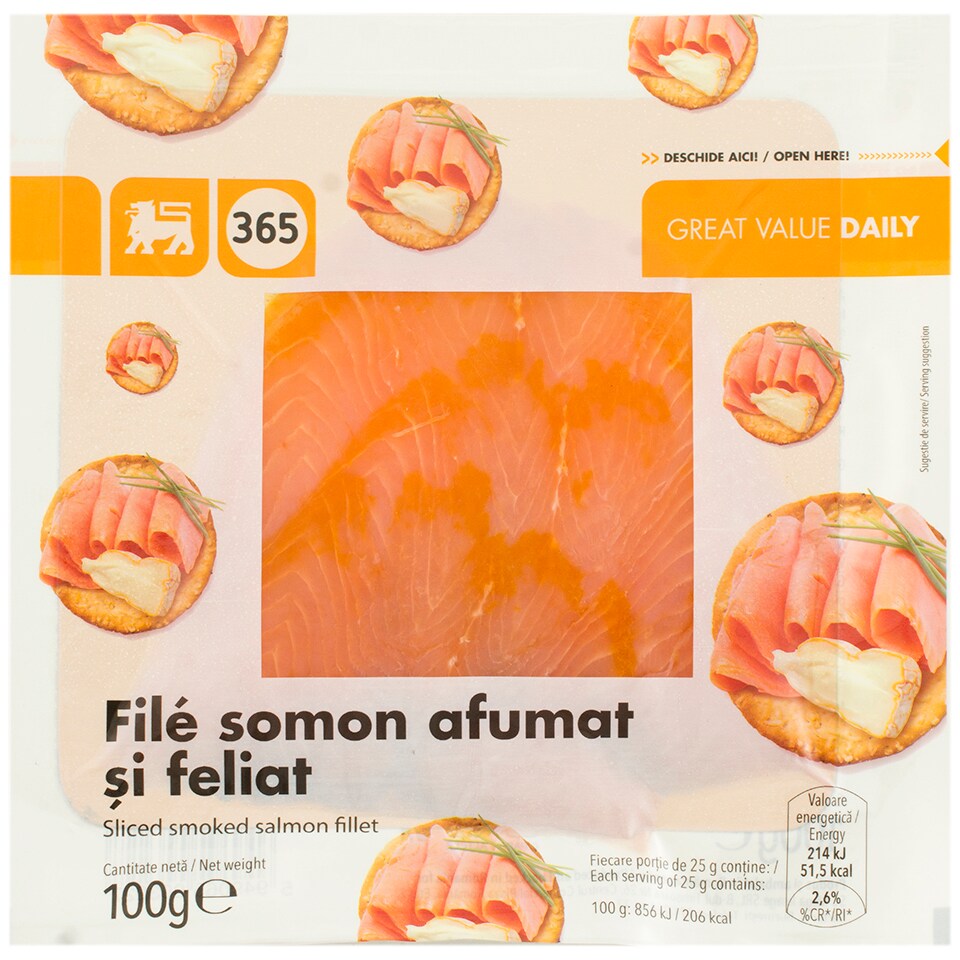 365 | File de somon afumat feliat 100g | Mega-image