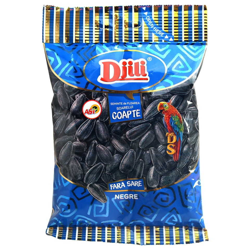 Djili | Seminte de floarea-soarelui, negre, coapte, fara sare 110g ...