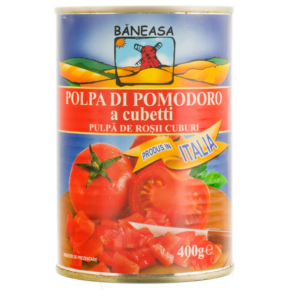 Baneasa | Pulpa de rosii cuburi 400g | Mega-image