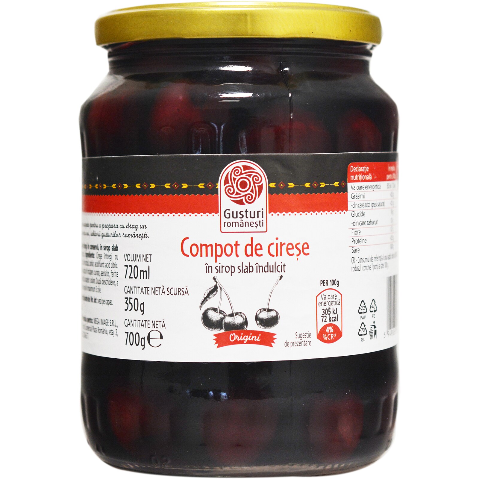 Gusturi romanesti | Compot de cirese 700g | Mega-image