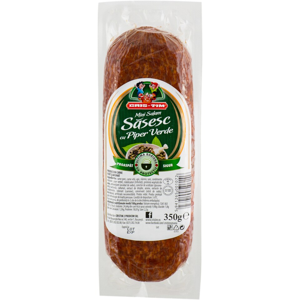 Cris-Tim | Salam Sasesc cu piper verde 350g | Mega-image