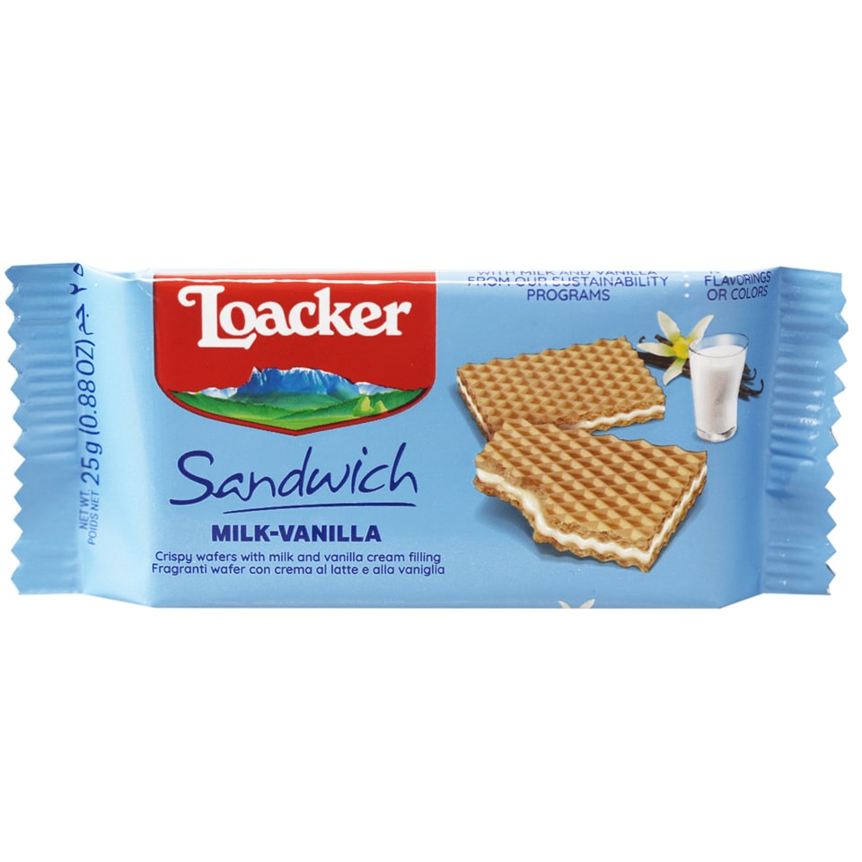 Loacker | Napolitana cu crema de lapte si vanilie 25g | Mega-image