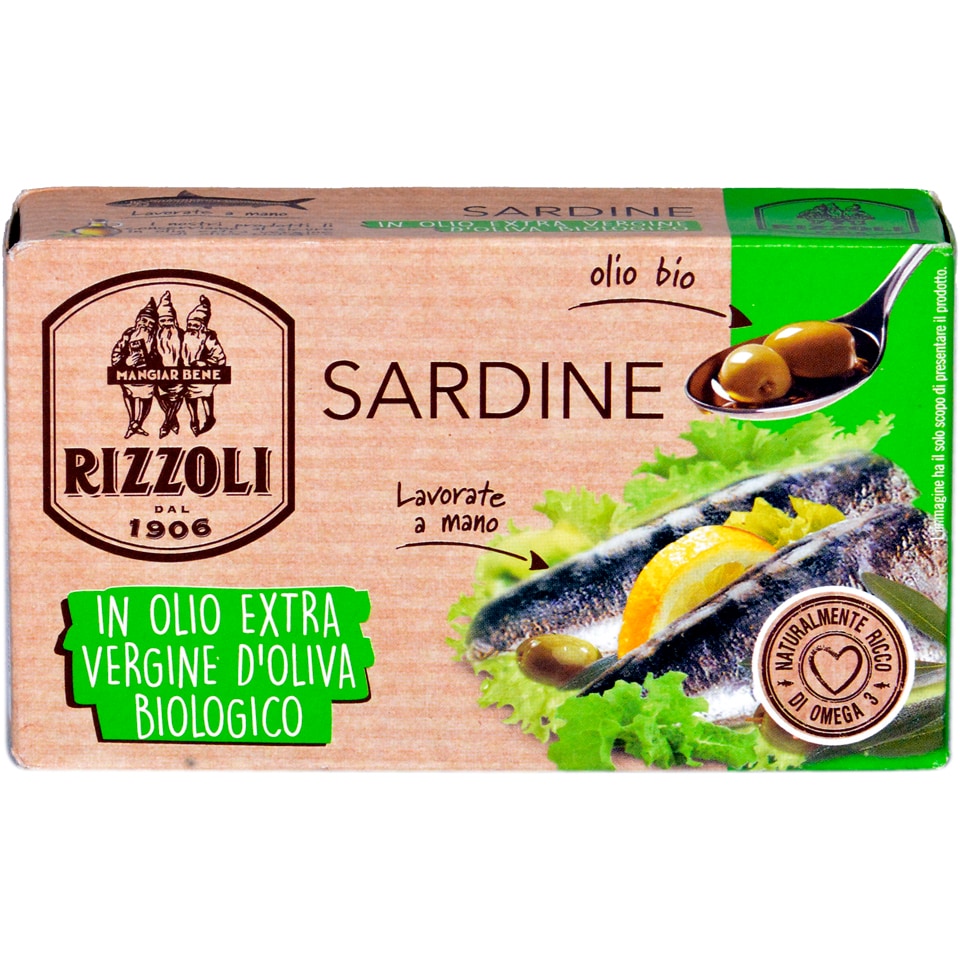 Rizzoli | Sardine in ulei de masline extra virgin bio 120g | Mega-image