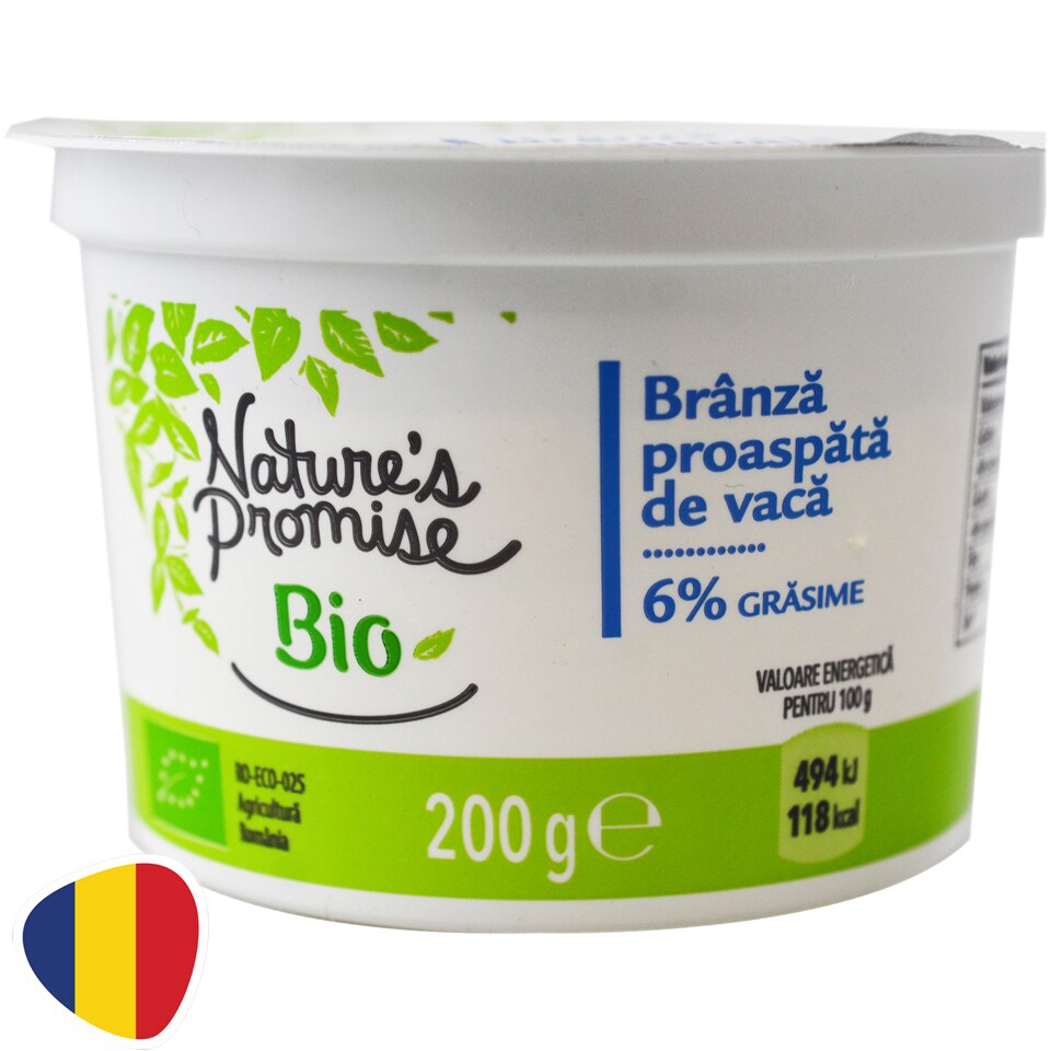 Nature's Promise Bio | Branza proaspata de vaca 6% grasime 200g | Mega ...