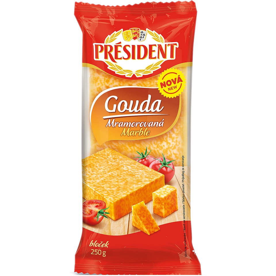 President | Branza Gouda marmorata 250g | Mega-image