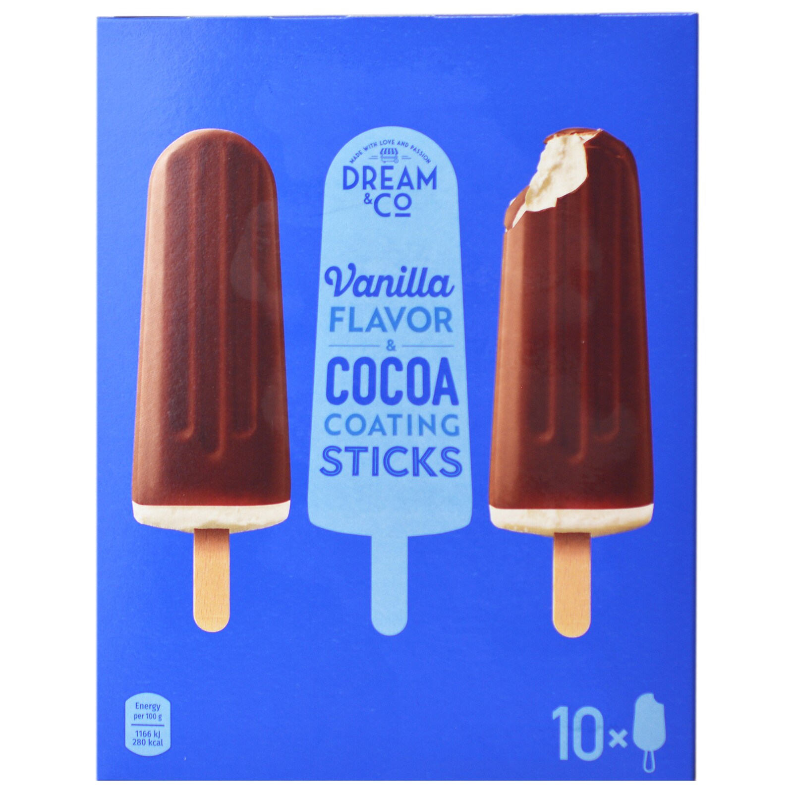 Dream&Co | Inghetata cu vanilie si glazura cu cacao 10x70ml | Mega-image