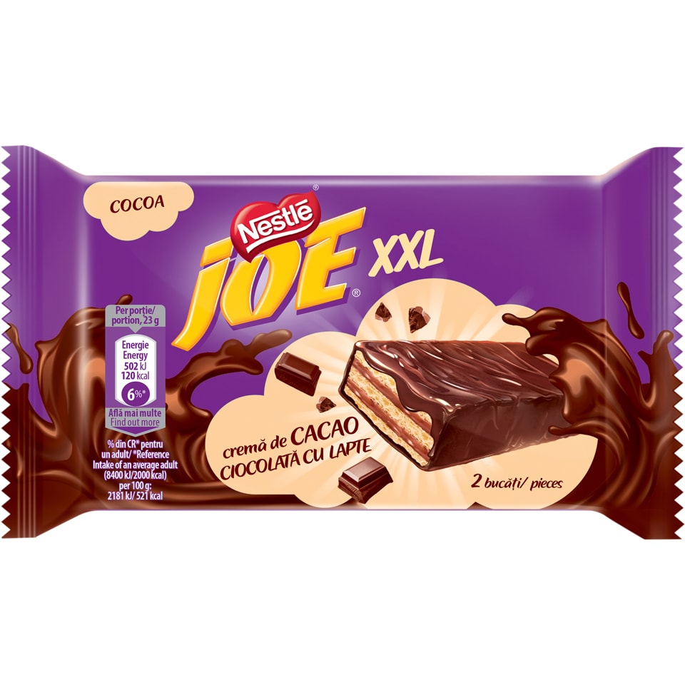 Joe | XXL | Napolitane cu crema de cacao, invelite cu ciocolata cu ...