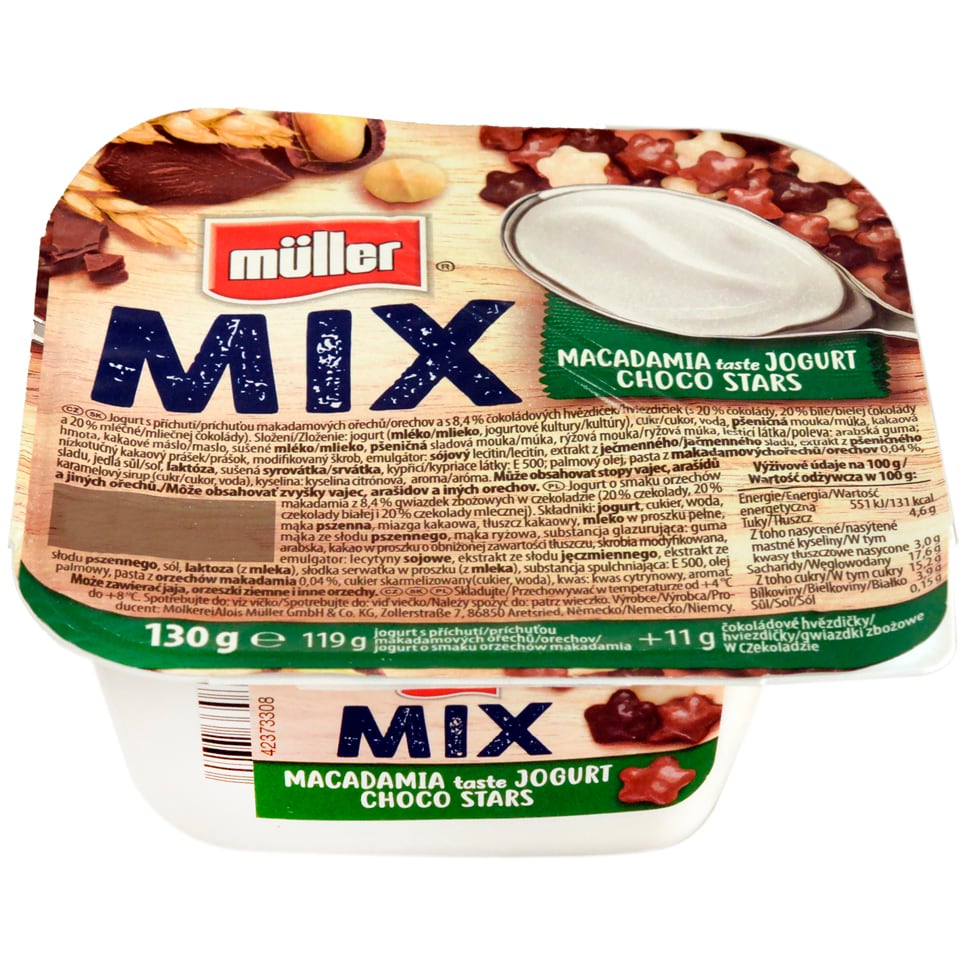 Muller | Iaurt cu stelute de cereale cu ciocolata 130g | Mega-image