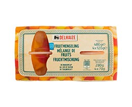 Delhaize | Mix fructe in suc de struguri 4x120g | Mega-image