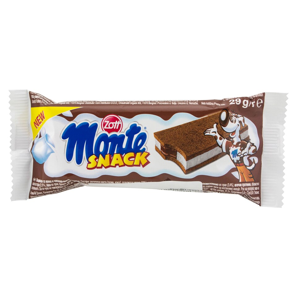 Zott | Monte Snack | Desert felie din pandispan cu crema de ciocolata ...