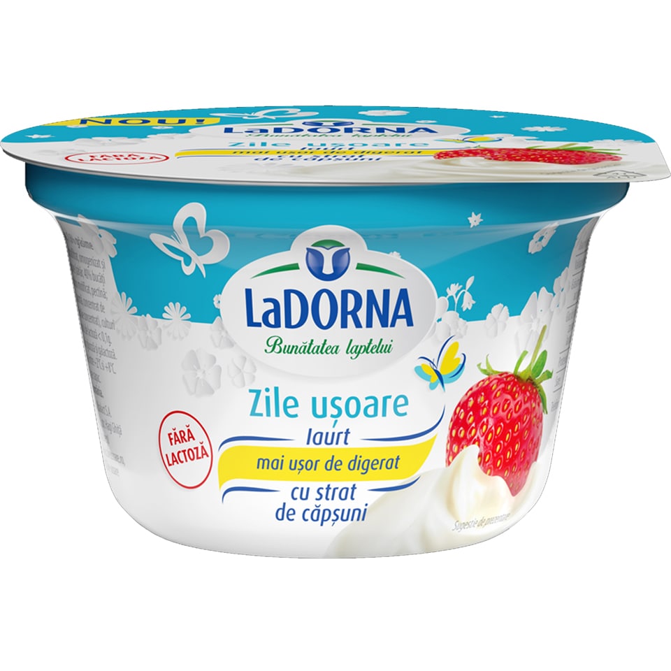 LaDORNA | Zile Usoare | Iaurt fara lactoza cu capsuni 150g | Mega-image