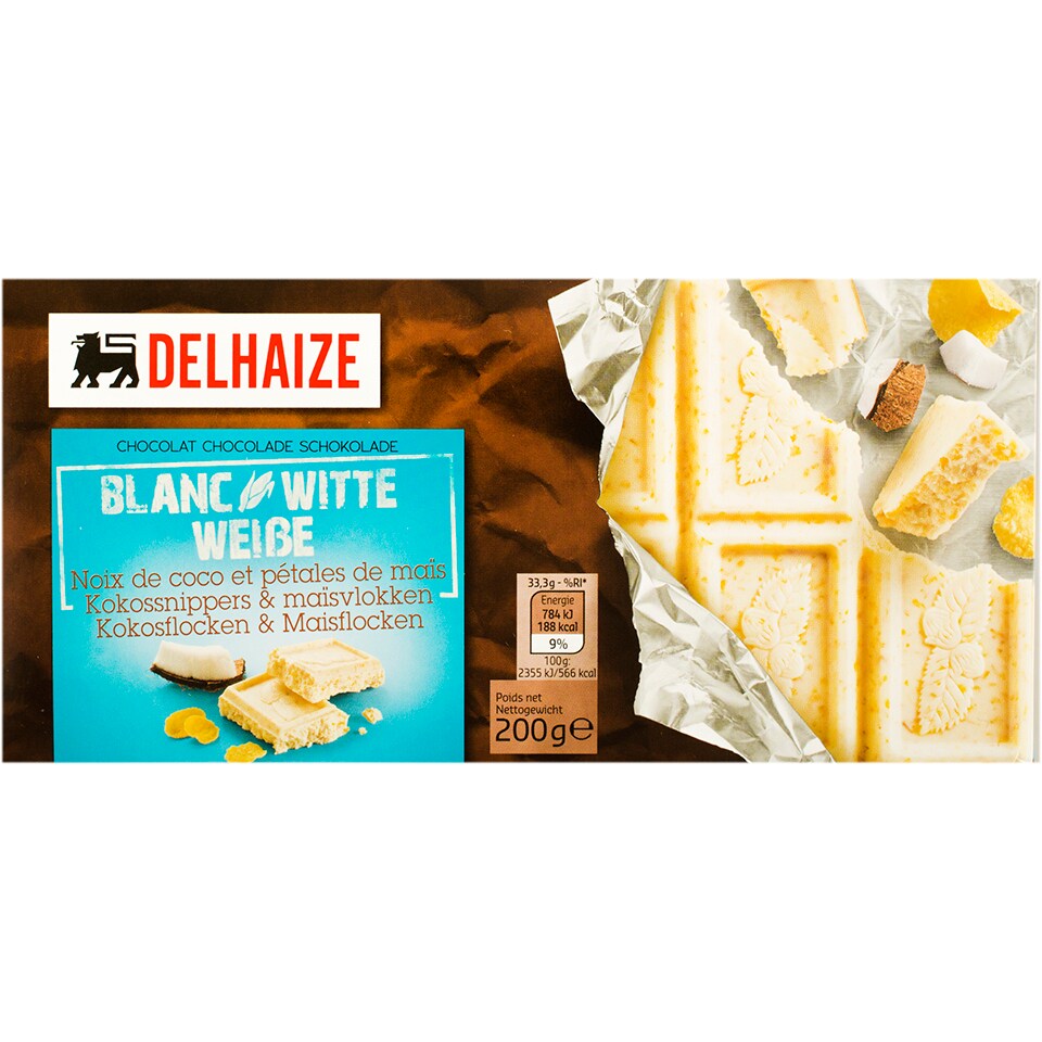 Delhaize | Ciocolata alba cu cereale 200g | Mega-image
