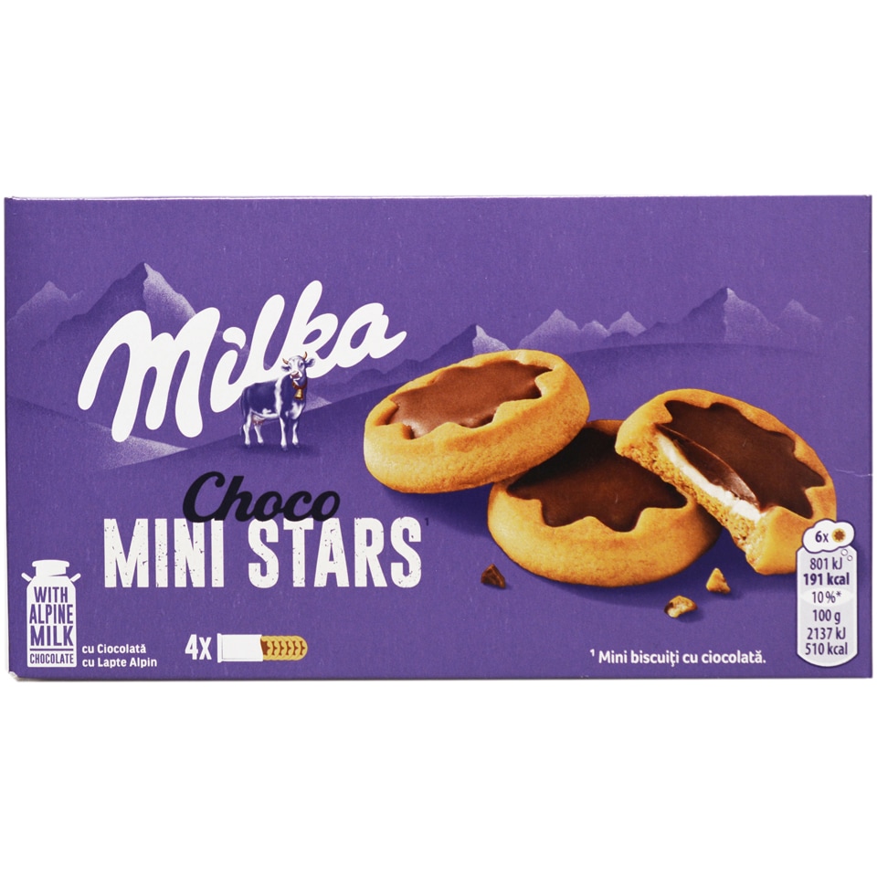 Milka | Chocominis | Mini biscuiti cu ciocolata Choco Mini Stars 150g ...