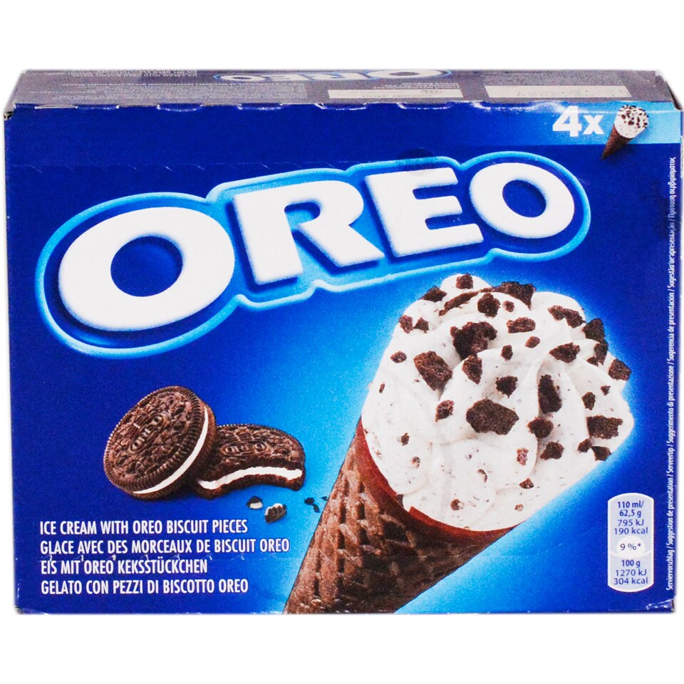 Oreo | Inghetata cornet cu aroma de smantana si biscuiti 4x70g | Mega-image