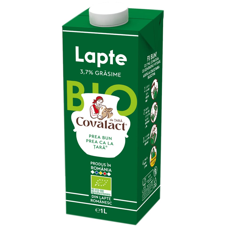 Covalact de Tara | Lapte bio 3.7% grasime 1L | Mega-image