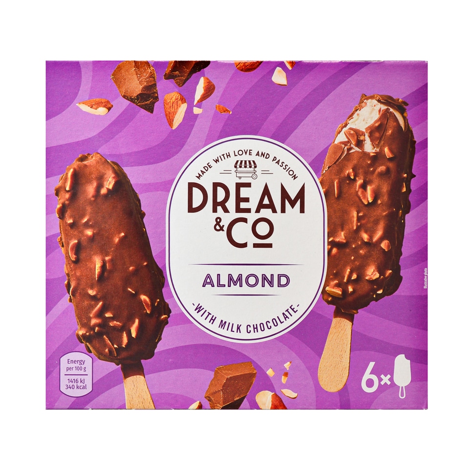 Dream&Co | Inghetata cu vanilie cu ciocolata cu lapte si migdale ...