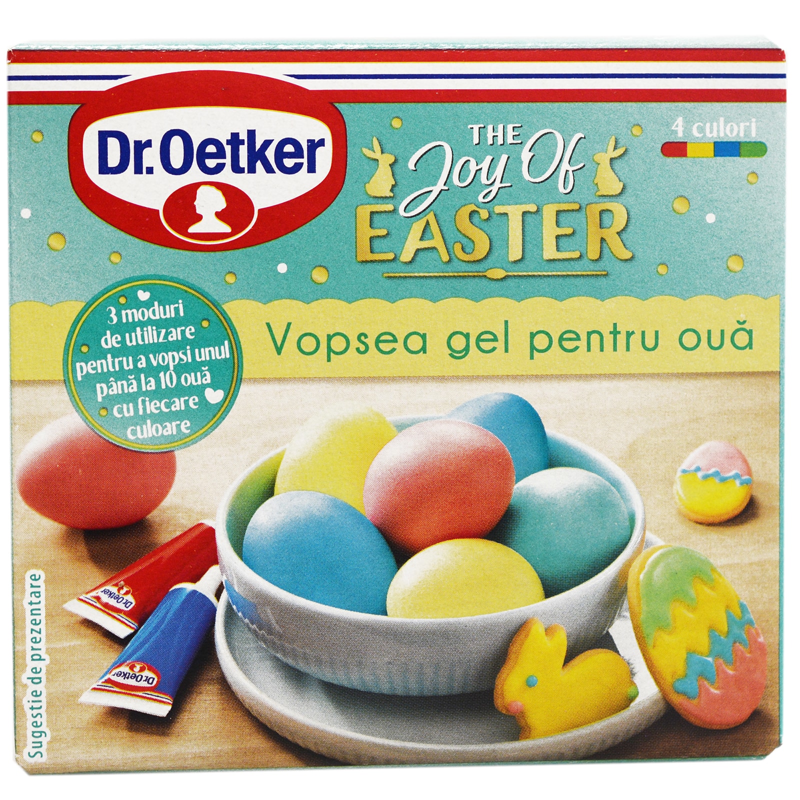 Dr. Oetker | Vopsea gel pentru oua, 4 culori 40ml | Mega-image