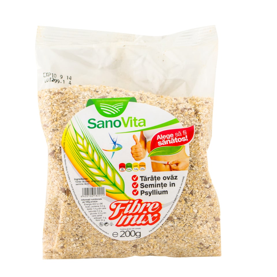 Sano Vita | Fibre mix tarate, seminte de in si Psyllium 200g | Mega-image