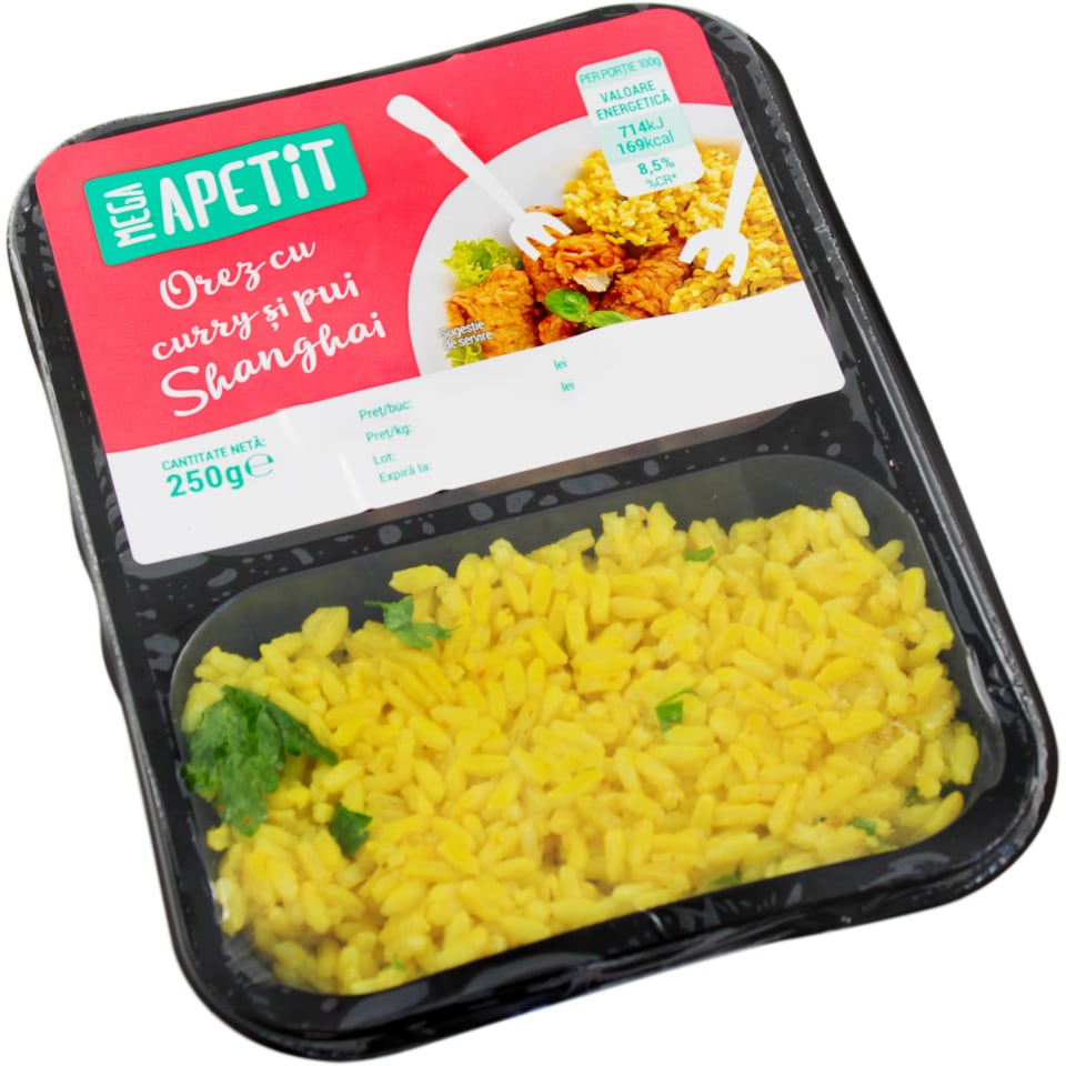 Mega Apetit | Meniu orez cu curry si pui Shanghai 250g | Mega-image