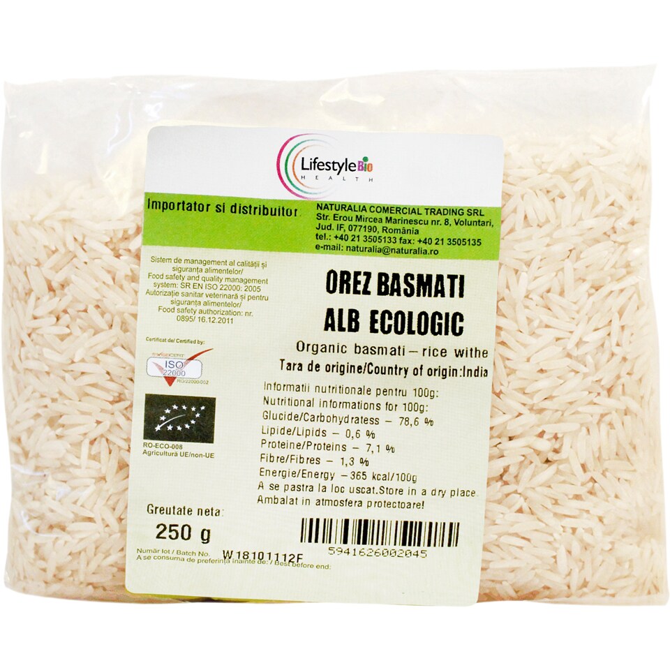 Naturalia | Orez basmati alb ecologic 250g | Mega-image