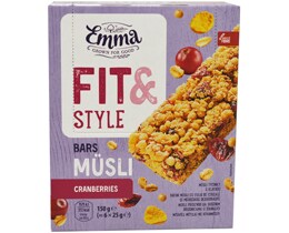 Emma | Baton musli cu fulgi de cereale si merisoare deshidratate 6x25g ...