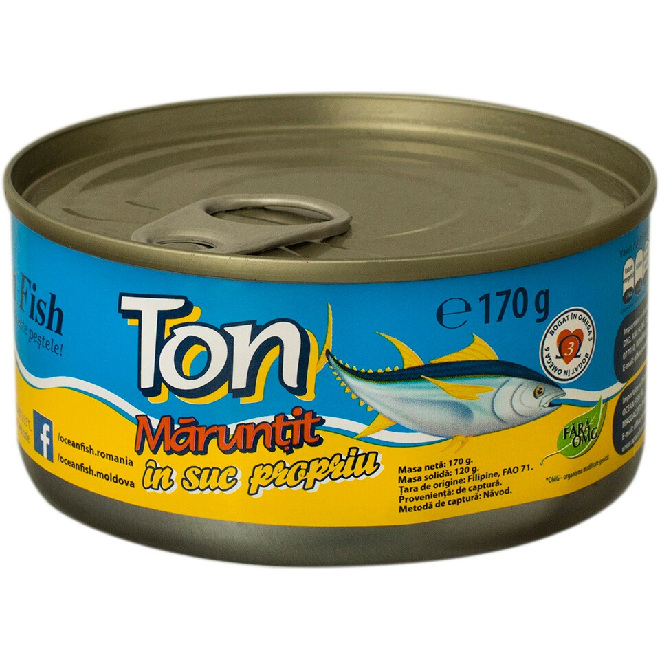 Ocean Fish | Ton maruntit in suc propiu 170g | Mega-image