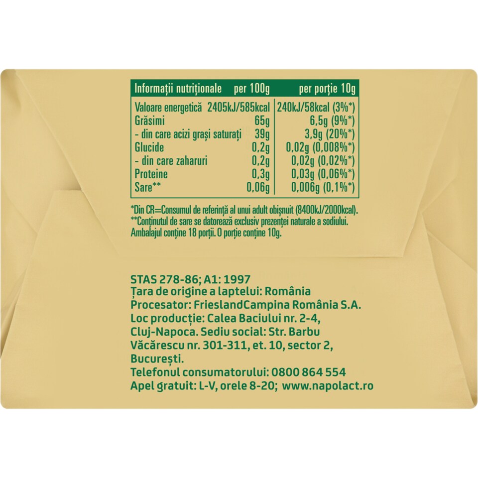 Napolact Bio | Unt bio 65% grasime 180g | Mega-image
