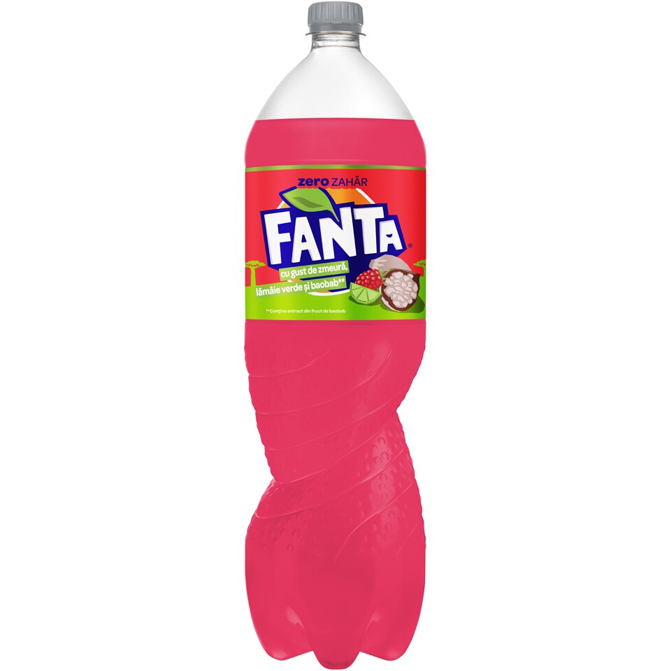 Fanta Zero Zahar | Bautura carbogazoasa cu gust de zmeura, lamaie verde ...