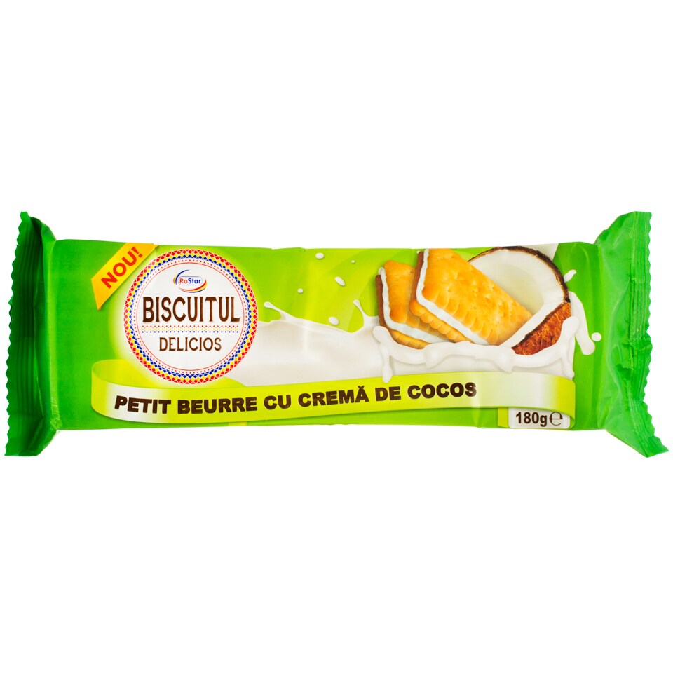 RoStar | Biscuitul delicios | Biscuiti cu crema de cocos 180g | Mega-image