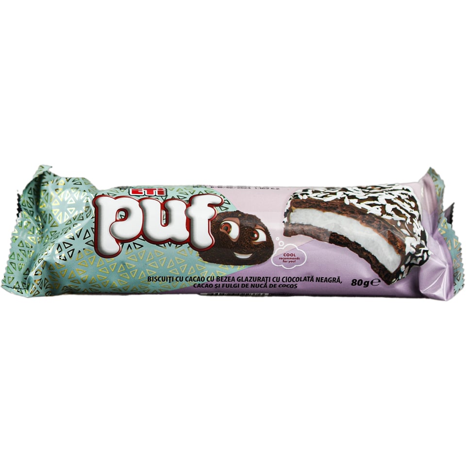 Eti | Puf | Biscuiti cu cacao cu bezea glazurati cu ciocolata neagra ...