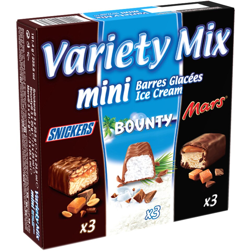(bucata) | Mini batoane de inghetata Mars, Snickers si Bounty 9x12g ...