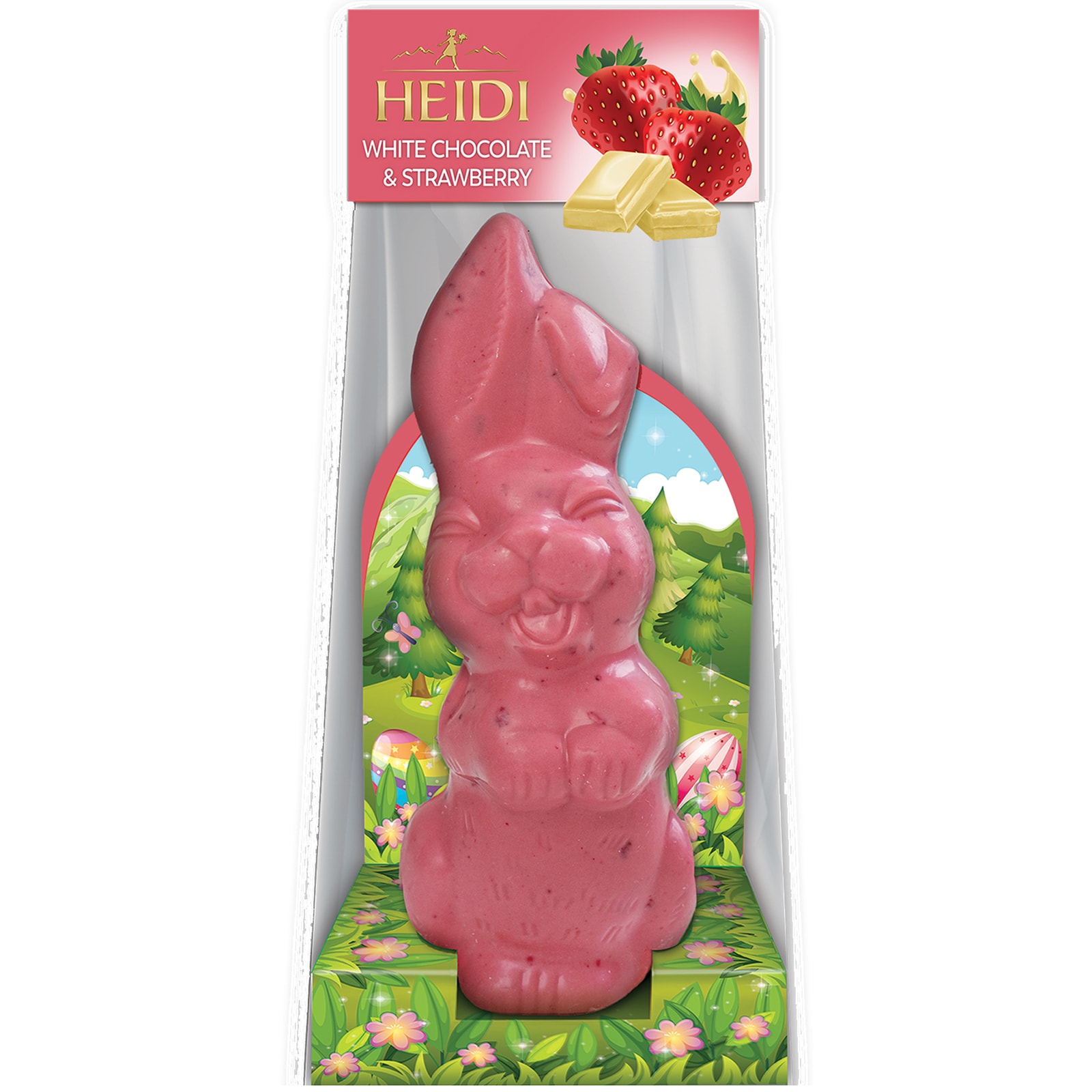 Heidi | Iepuras ciocolata alba cu capsune 75g | Mega-image