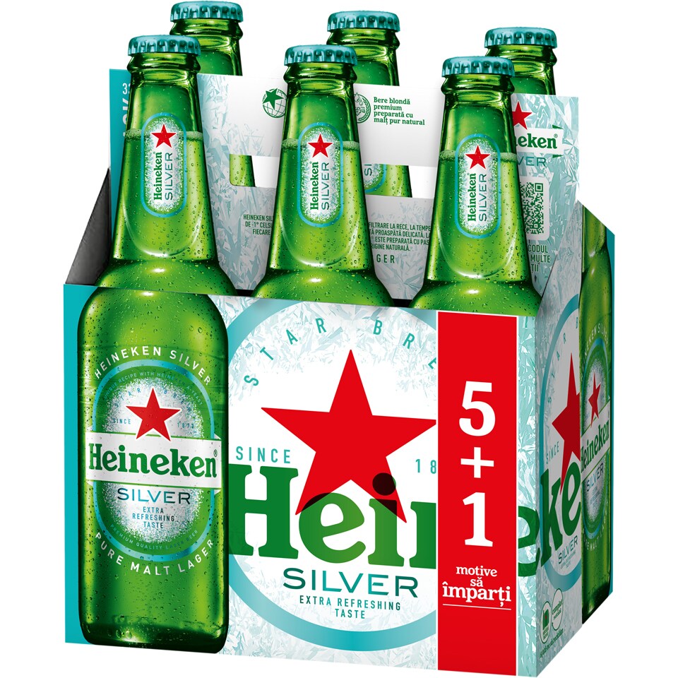 Heineken | Silver | Bere blonda Pure Malt Lager 5+1x0.33L | Mega-image