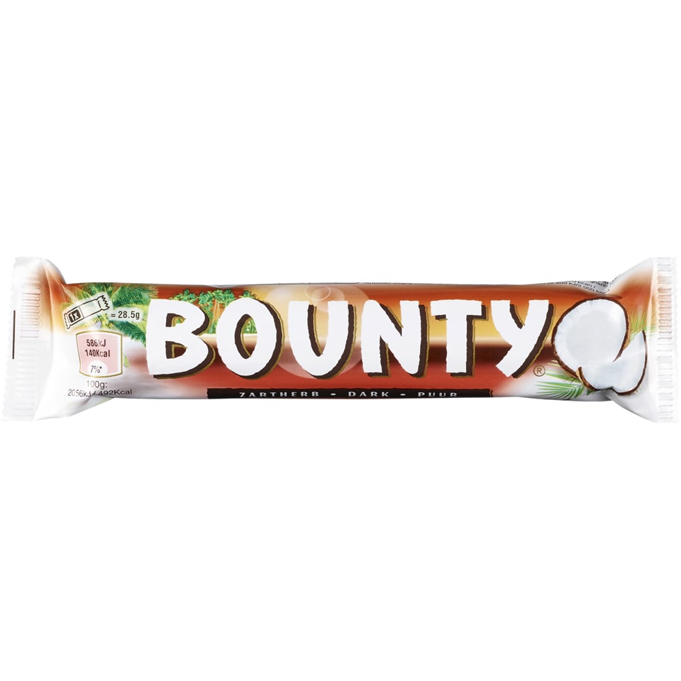 Bounty | Miez de cocos invelit in ciocolata neagra 57g | Mega-image