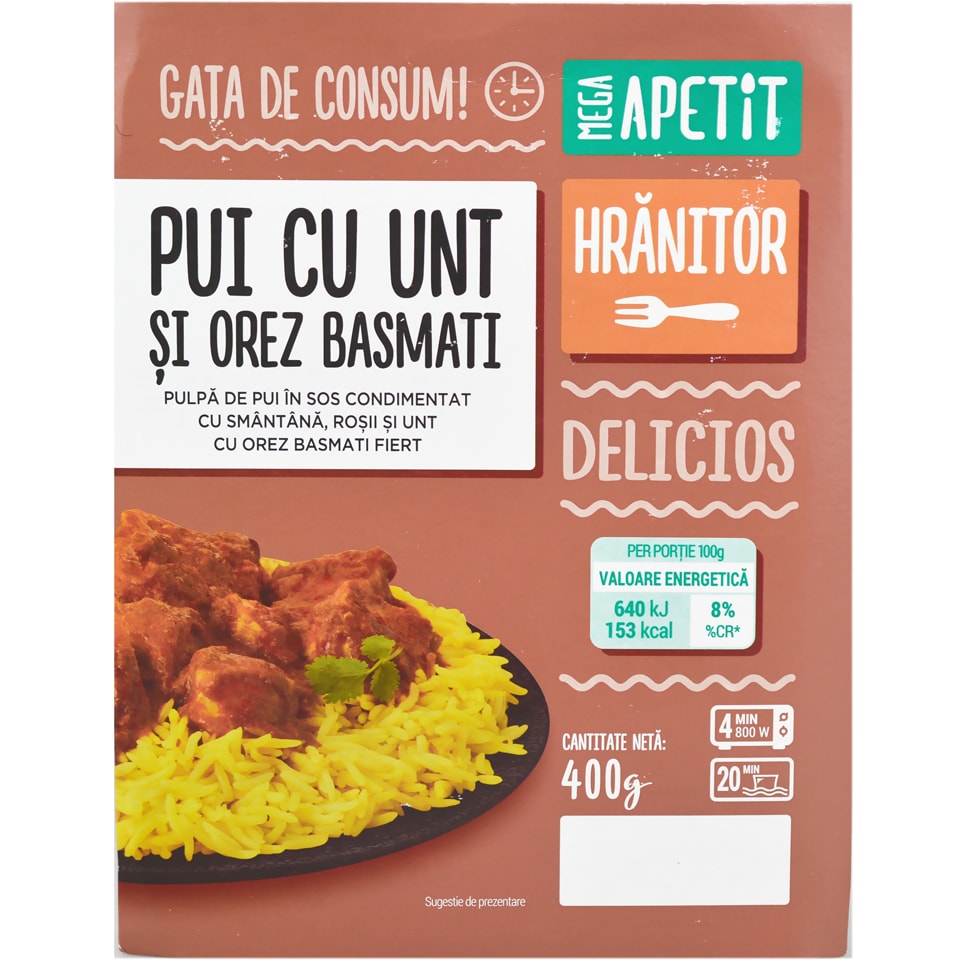 Mega Apetit | Pui cu unt si orez basmati 400g | Mega-image