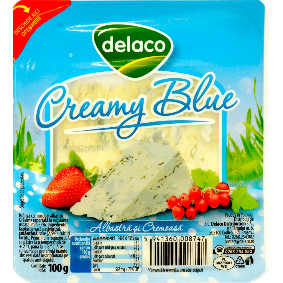 Delaco | Creamy Blue | Branza cu mucegai albastru 100g | Mega-image