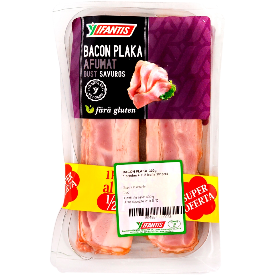 Ifantis | Bacon Plaka feliat 300g+300g | Mega-image