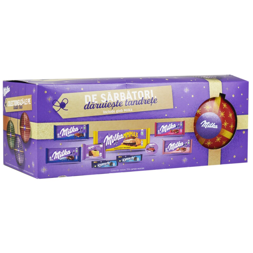 Milka | Pachet Craciun cu ciocolata si glob 894g | Mega-image