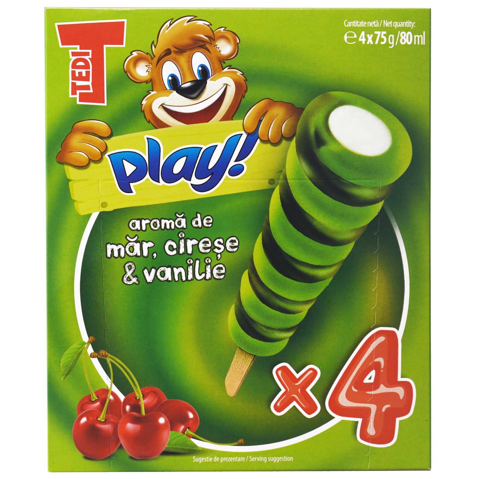 Tedi | Inghetata cu aroma de mar, cirese si vanilie 4x80ml | Mega-image