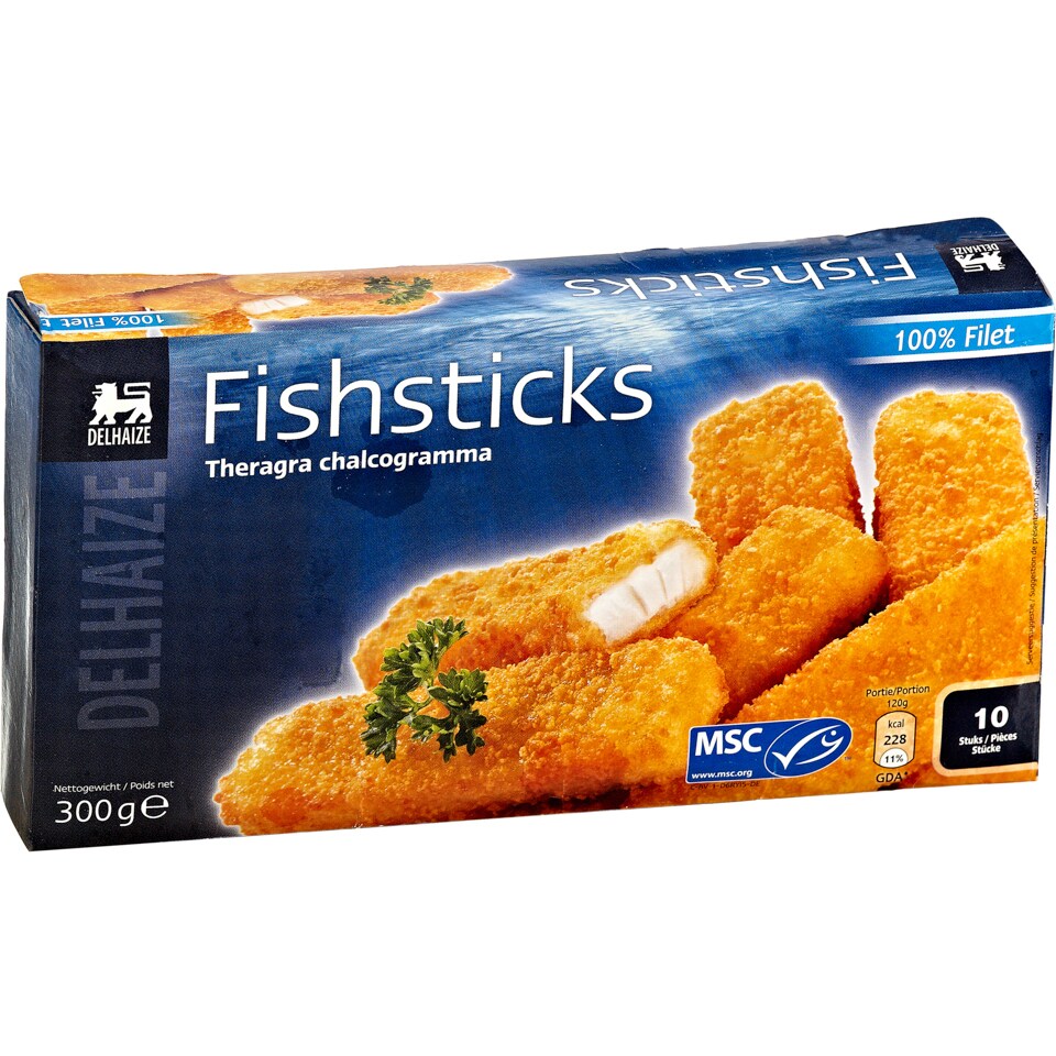 Delhaize | Fish fingers cod de Alaska 300g | Mega-image