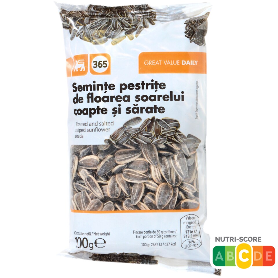 365 | Seminte pestrite de floarea soarelui coapte si sarate 100g | Mega ...