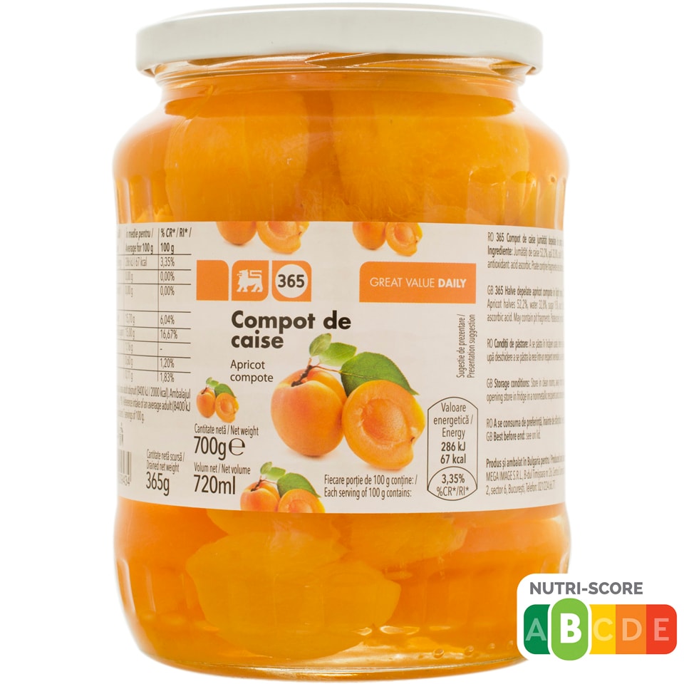 365 | Compot de jumatati de caise decojite 700g | Mega-image