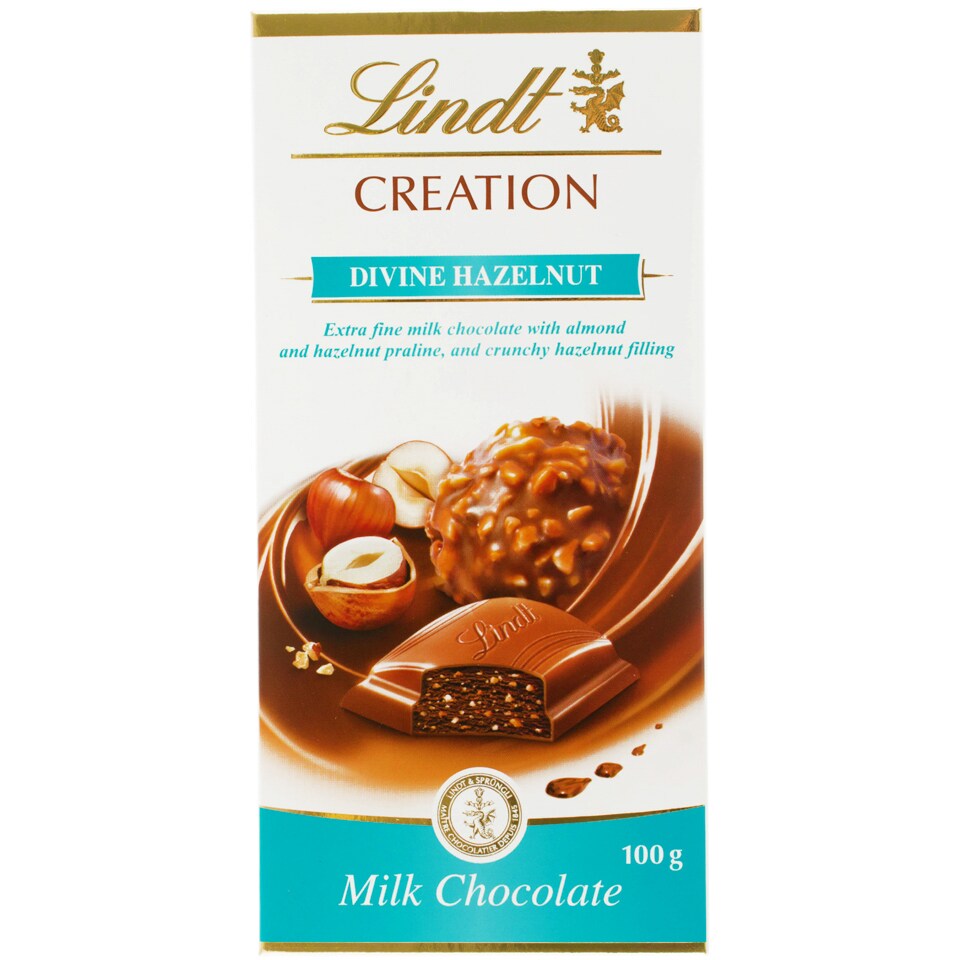 Lindt | Ciocolata cu lapte cu crema de migdale si alune 100g | Mega-image