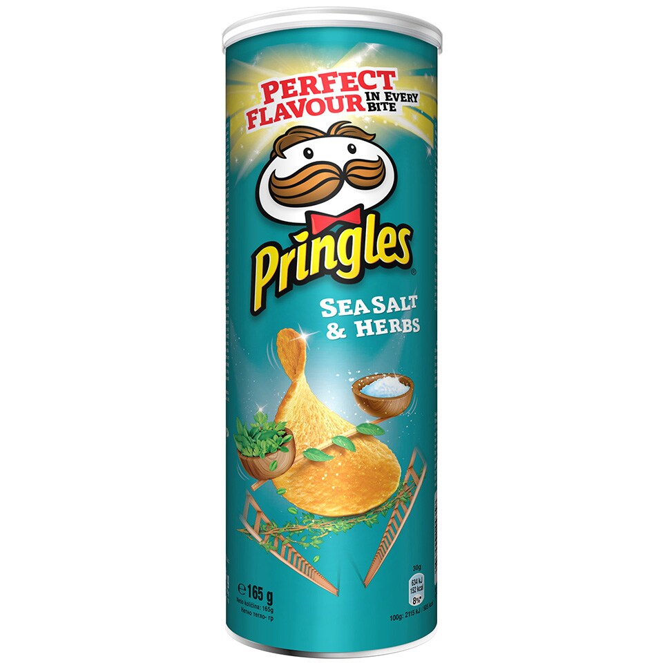 Pringles | Chips cu sare de mare si ierburi 165g | Mega-image
