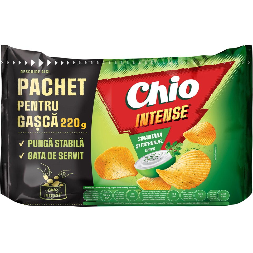 Chio | Intense | Chipsuri cu gust de smantana si patrunjel 220g | Mega ...