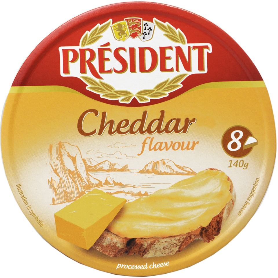 President | Branza topita cheddar 140g | Mega-image