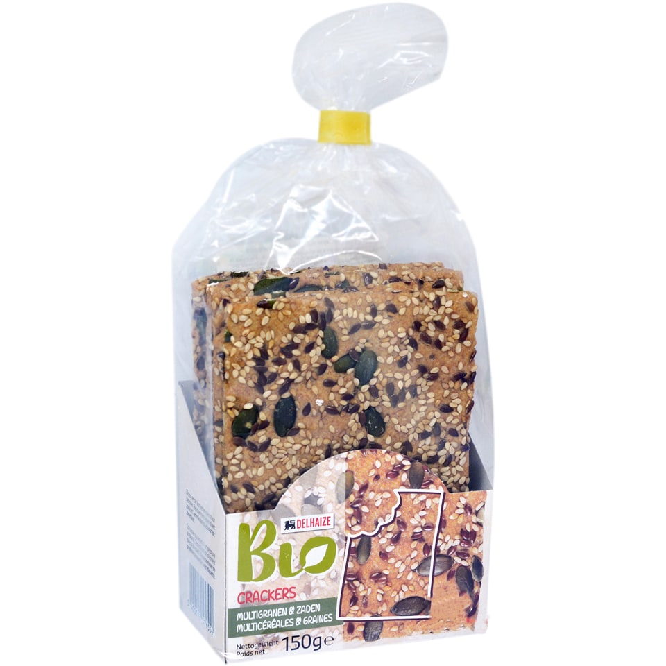 Delhaize Bio | Crackers multicereale si seminte 150g | Mega-image