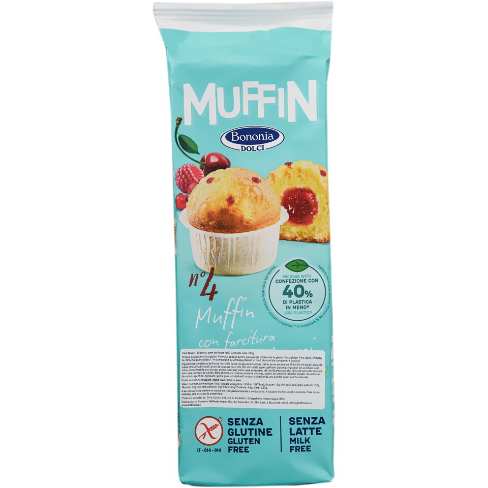 Bononia Dolci | Briose fara lactoza, fara glutez, cu fructe rosii 200g ...