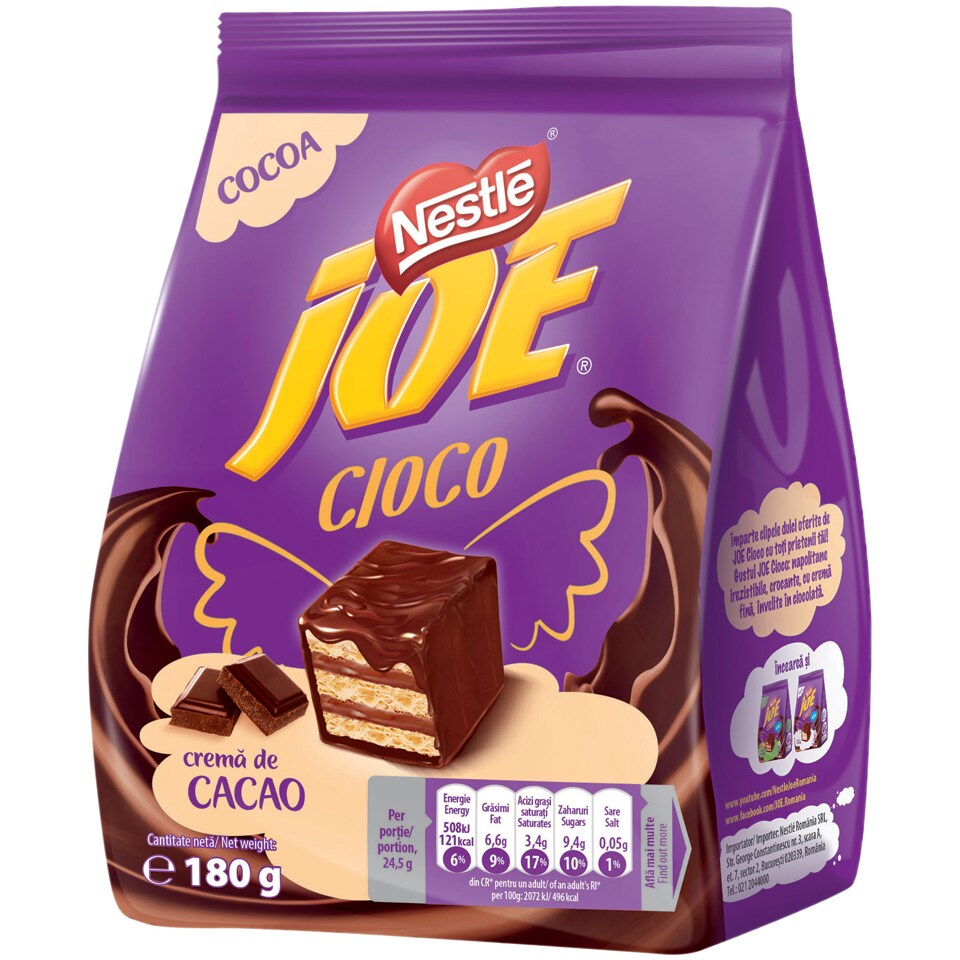 Joe | Napolitane glazurate cu crema de cacao 180g | Mega-image