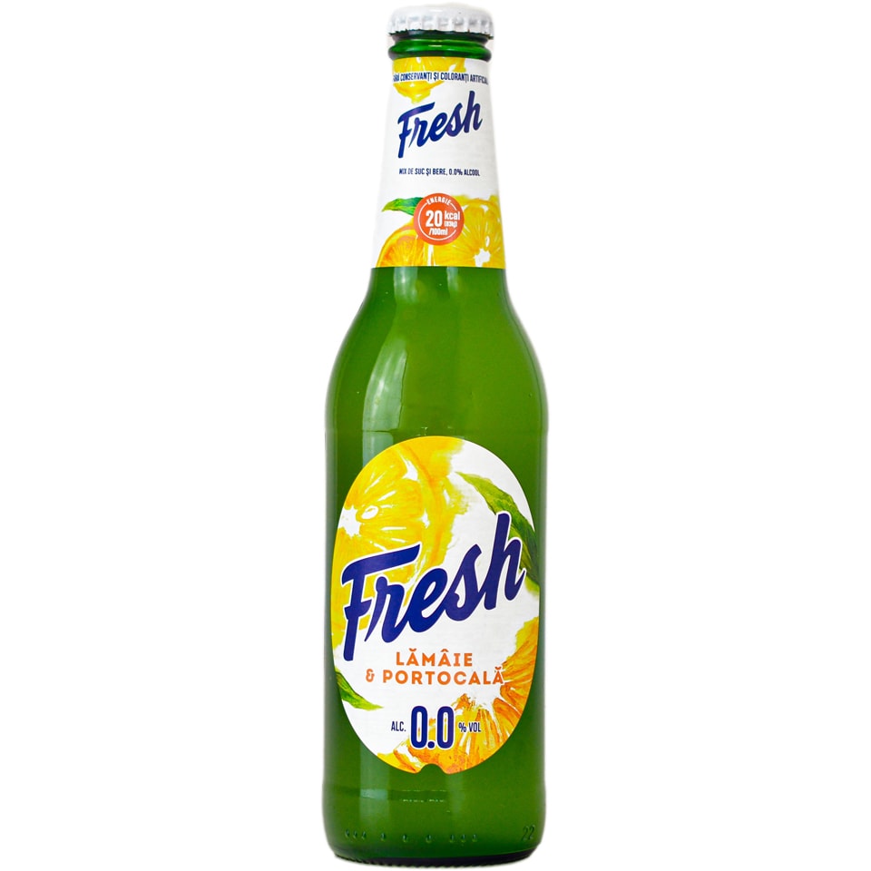 Fresh | Bere fara alcool cu suc de lamaie si portocale 0.33L | Mega-image